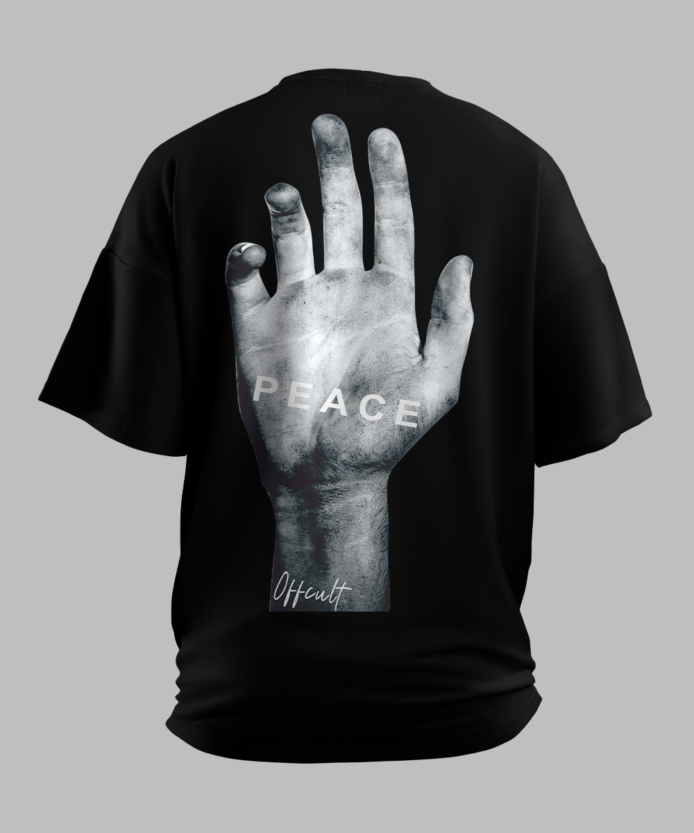 Hand Of Peace Black Oversized T Shirt | offcult.com